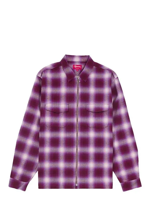 Supreme Shadow Plaid Flannel Zip Up Shirt - Magenta
