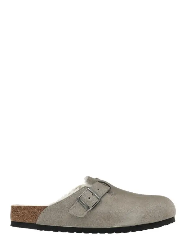 BIRKENSTOCK Boston Shearling Suede Clogs - Stone Coin Grey