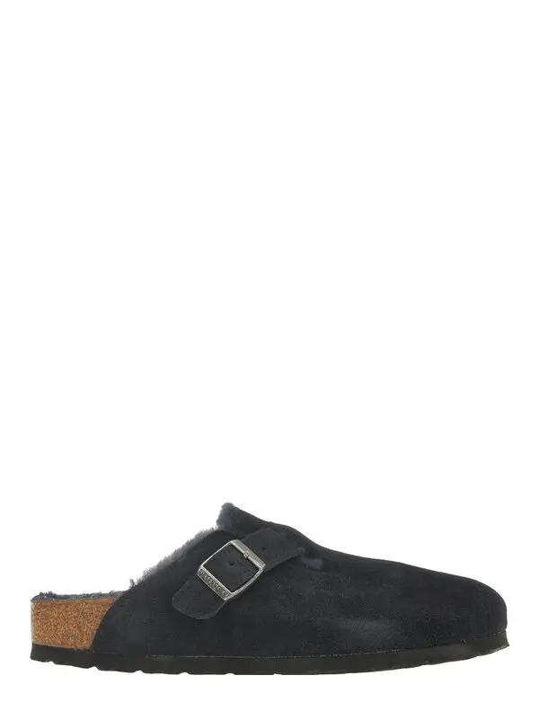 BIRKENSTOCK Boston Shearling Suede Clogs - Midnight Navy Blue