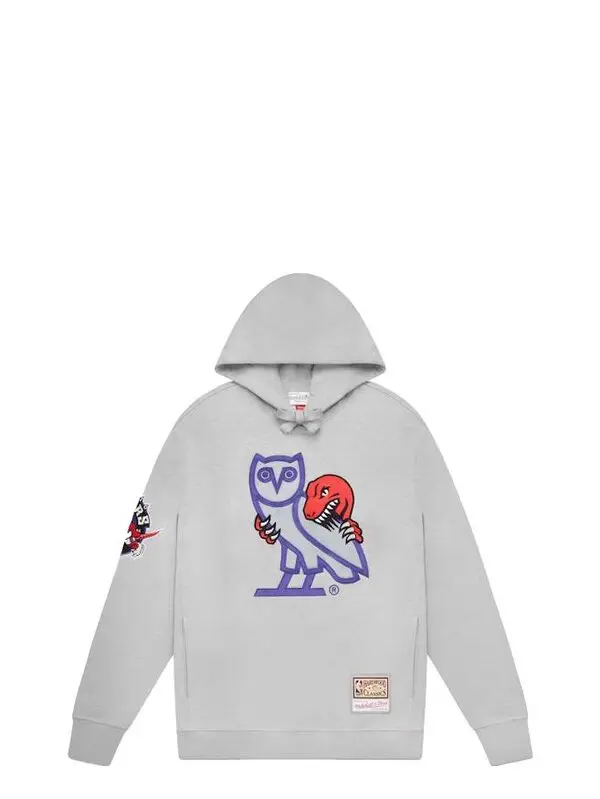 OVO Mitchell & Ness 1995 Raptors Og Owl Hoodie - Heather Grey