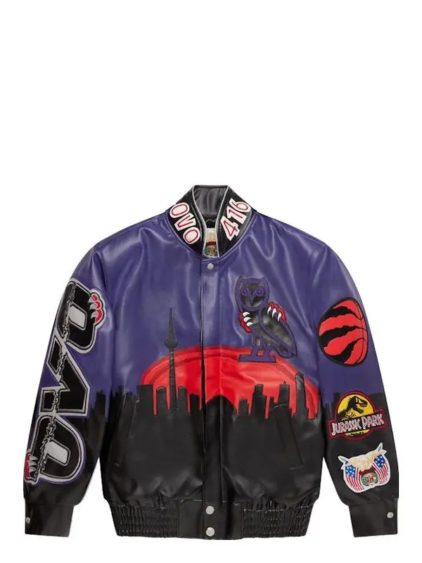 OVO X Jeff Hamilton Jurassic Park Varsity Jacket - Black