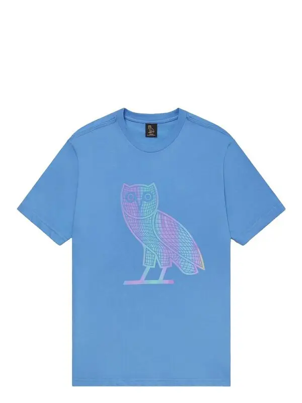 OVO Iridescent Grid Owl T-shirt - Ocean