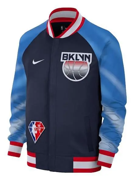Nike Nba Brooklyn Nets Showtime Mixtape Edition Drifit Jacket - Navy Blue/red/white