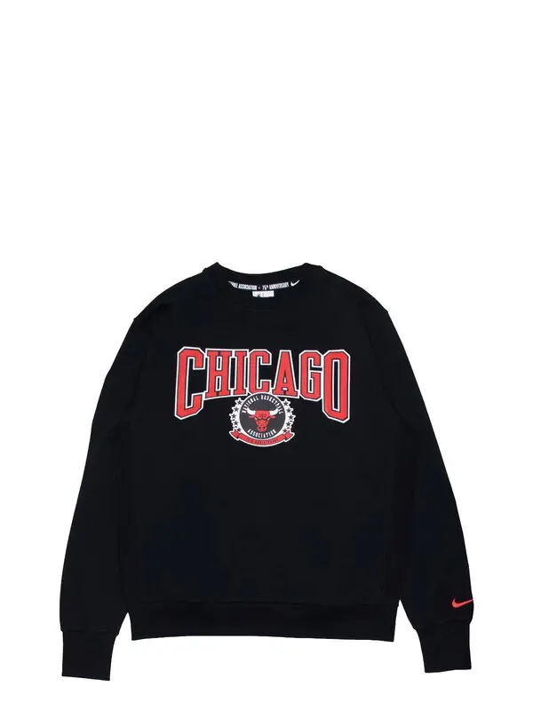 Nike Nba Chicago Bulls 75th Anniversary Courtside Fleece Crewneck Sweatshirt - Black/red
