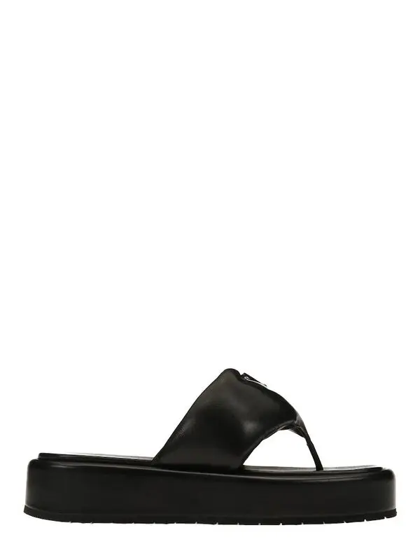 Prada Soft Padded 35mm Thong Wedge Sandals - Black