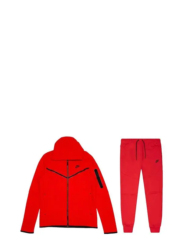 Nike Sportswear Tech Fleece Full Zip Hoodie & Joggers Set - University Red
