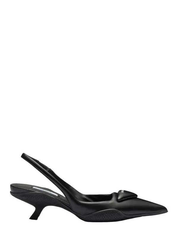 Prada Soft Padded Leather Slingback Pumps - Black