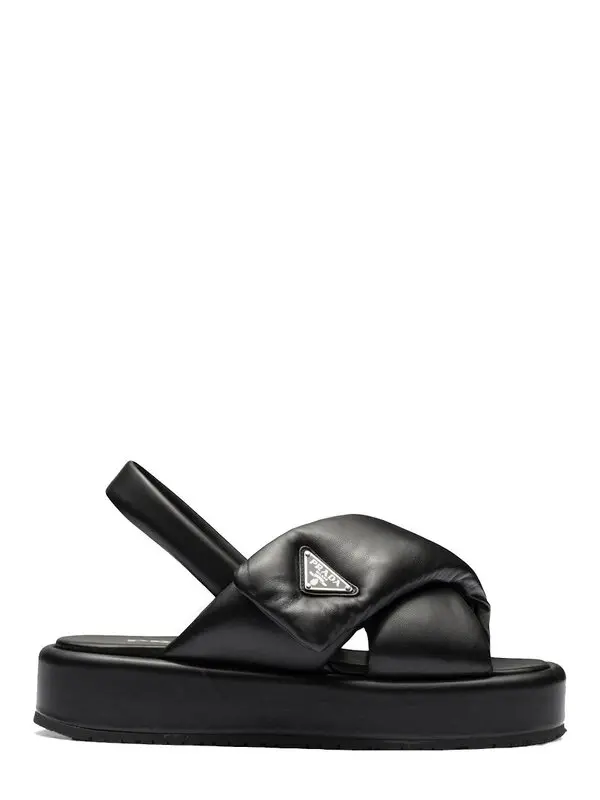 Prada Soft Padded Wedge Sandals - Black