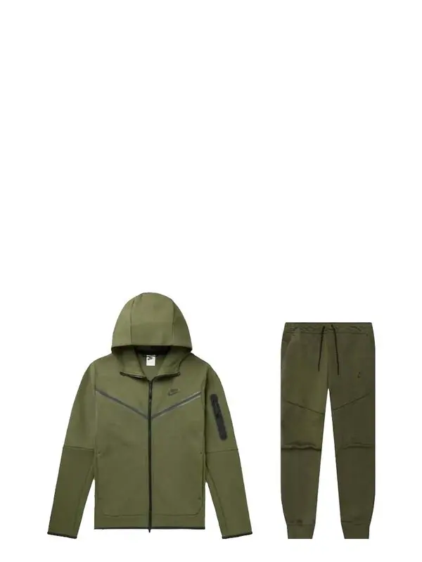 Nike Sportswear Tech Fleece Full Zip Hoodie & Joggers Set - Rough Green/black