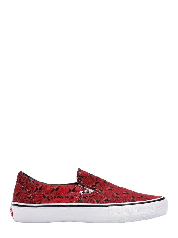 VANS Slip-on Supreme Diamond Plate Sneakers - Red/white