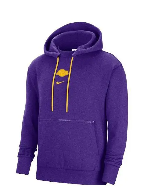 Nike Nba Los Angeles Lakers Courtside Hoodie - Field Purple/heather/amarillo