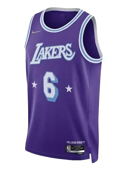 Nike Nba Los Angeles Lakers City Edition Lebron James 6 Drifit Swingman Jersey - Field Purple