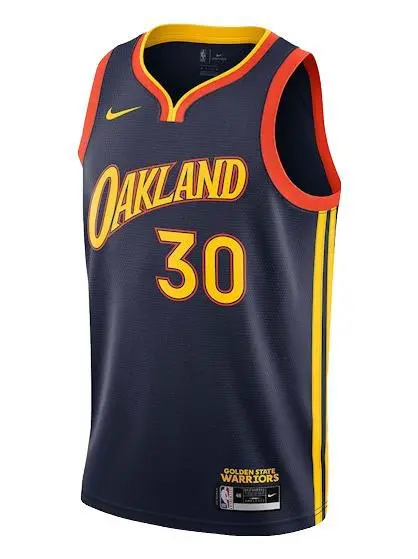 Nike Nba Golden State Warriors 2021/22 Stephen Curry City Edition Swingman Jersey - College Navy Blue/team Orange