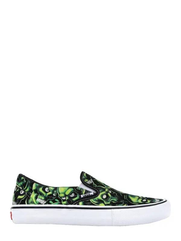 VANS Slip-on Supreme Skull Pile Sneakers - Black/green