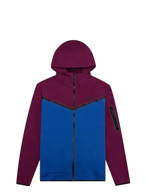 Nike Sportswear Tech Fleece Full-zip Hoodie - Sangria/game Royal