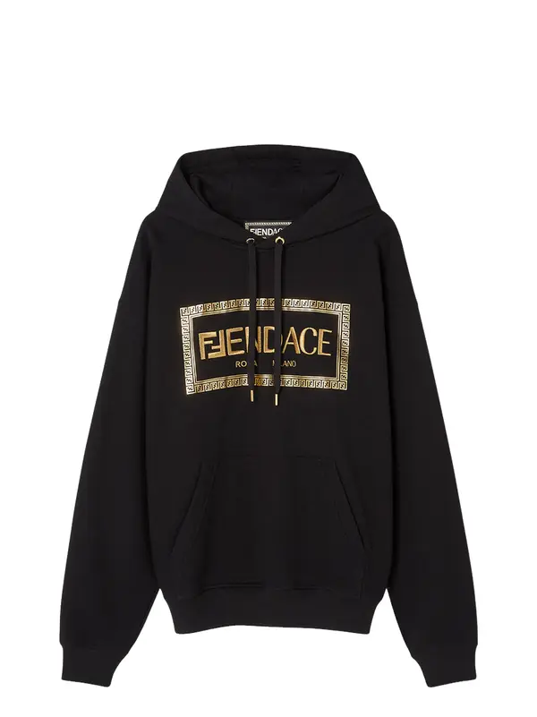 Fendi Fendace Logo Hoodie - Black/gold