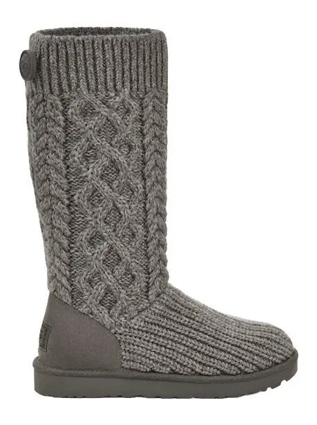UGG Classic Cardigan Cabled Knit Boots - Grey