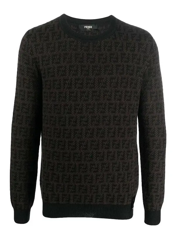 Fendi Allover Logo Sweater - Brown/black