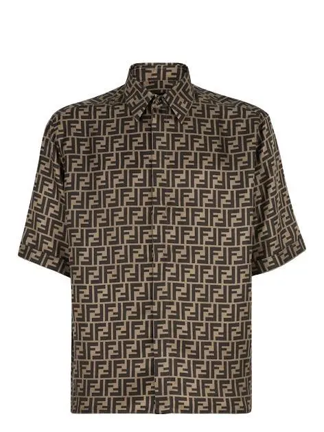 Fendi Ff Motif Silk Shirt - Brown/tobacco