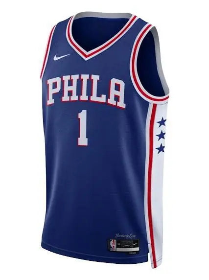 Nike Nba Philadelphia 76ers Icon Edition Jersey - Rush Blue/university Red/white