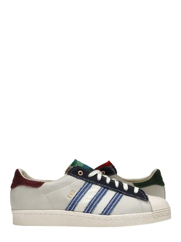 Adidas Superstar 80s End. Alternative Luxury Sneakers - Off White/night Indigo/red