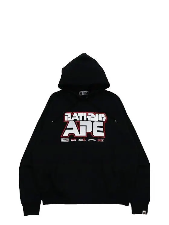 BAPE Graphic Loose Fit Pullover Hoodie - Black