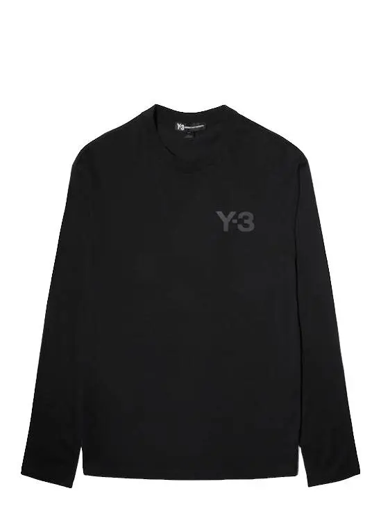 Adidas Y3 Logo Long Sleeve Tee Shirt - Black
