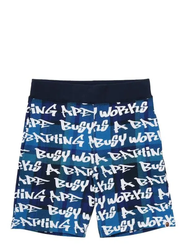 BAPE Graffiti Check Shorts - Blue
