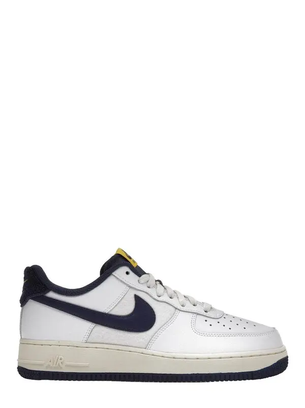 Nike Force 1 Low '07 Lv8 Michigan Varsity Jacket Sneakers - White/midnight Navy Blue/sail