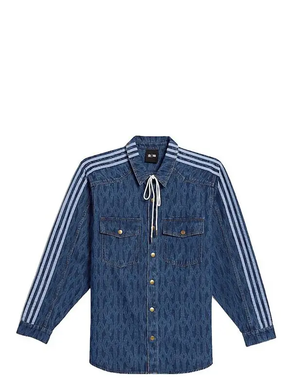 Adidas Ivy Park Monogram Denim Shirt - Dark Denim