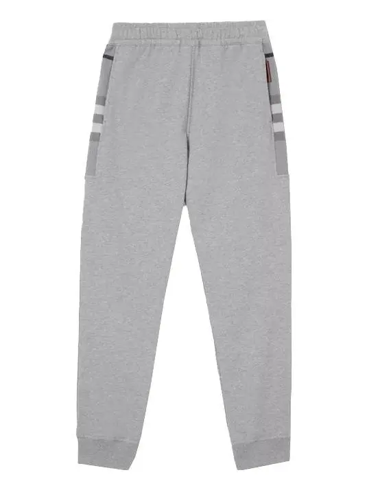 Burberry Check Panel Cotton Jogging Pants - Pale Grey Melange