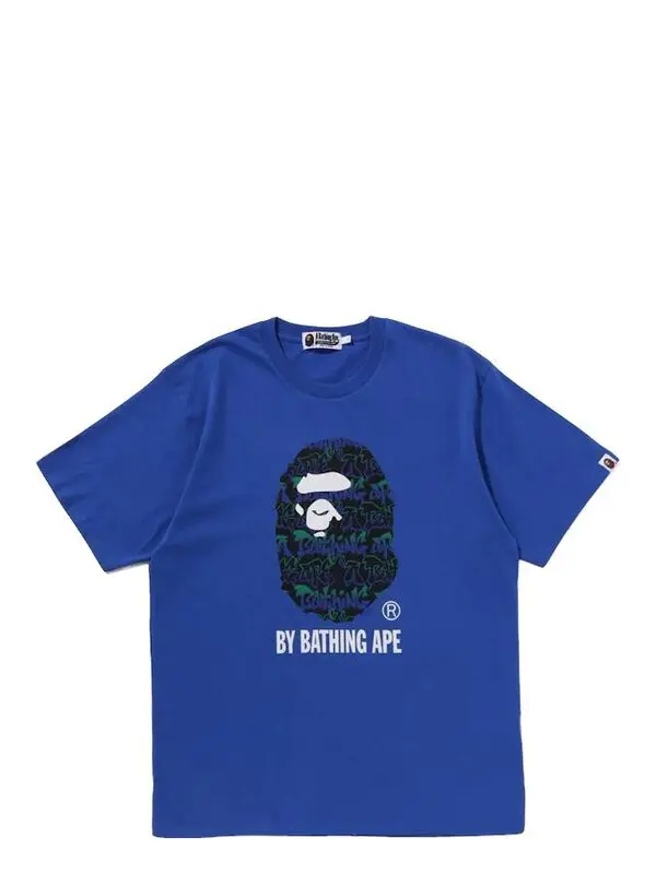 A BATHING APE Graffiti Pattern Bathing Ape Tee Shirt - Blue