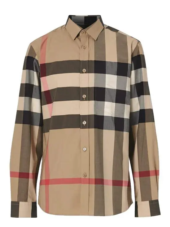 Burberry Check Stretch Cotton Poplin Shirt - Archive Beige