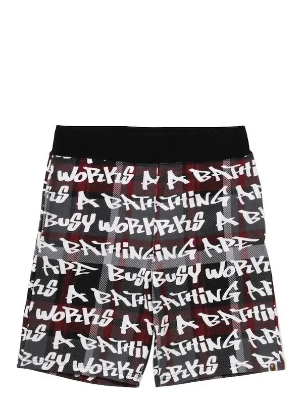 BAPE Graffiti Check Shorts - Black