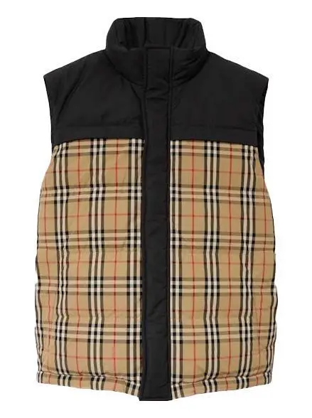 Burberry Check Panel Reversible Gilet - Black/archive Beige