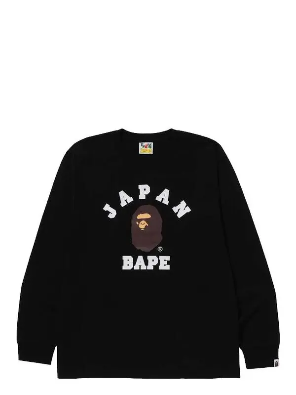 A BATHING APE Japan College City Long Sleeve Tee Shirt - Black