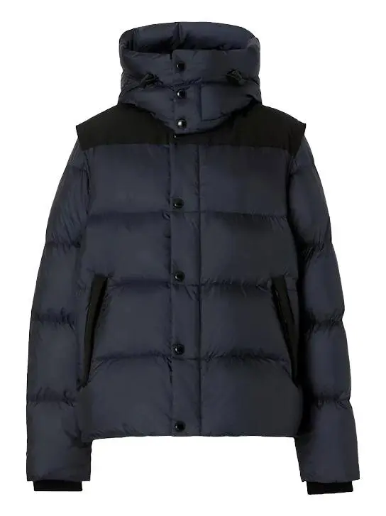 Burberry Detachable Sleeve Hooded Puffer Jacket - Navy Blue