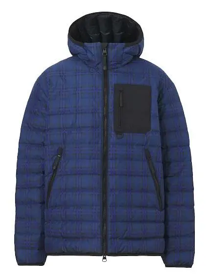 Burberry Check Print Padded Down Jacket - Oceanic Blue