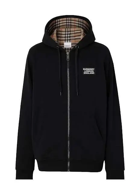 Burberry Cotton Blend Zip Hoodie - Black