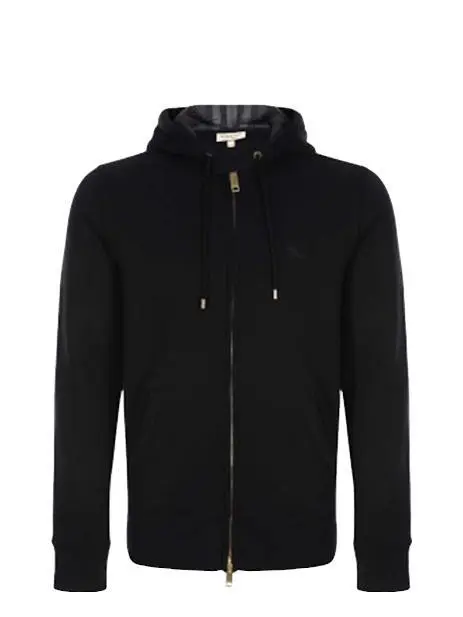 Burberry Clarendon Check Hood Zip Up Hoodie - Black/grey