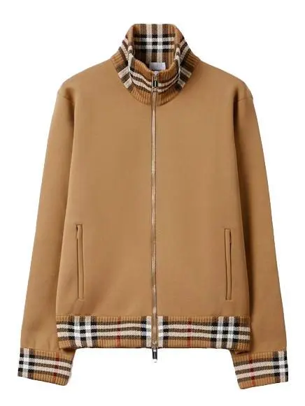 Burberry Check Trim Track Jacket - Camel