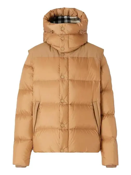 Burberry Detachable Sleeve Hooded Puffer Jacket - Warm Honey