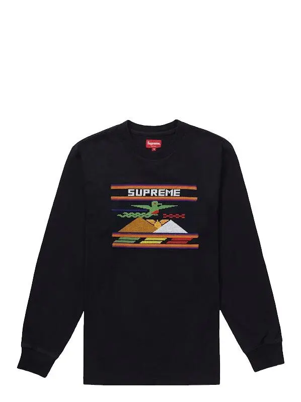 Supreme Needlepoint Patch Long Sleeve Top - Black