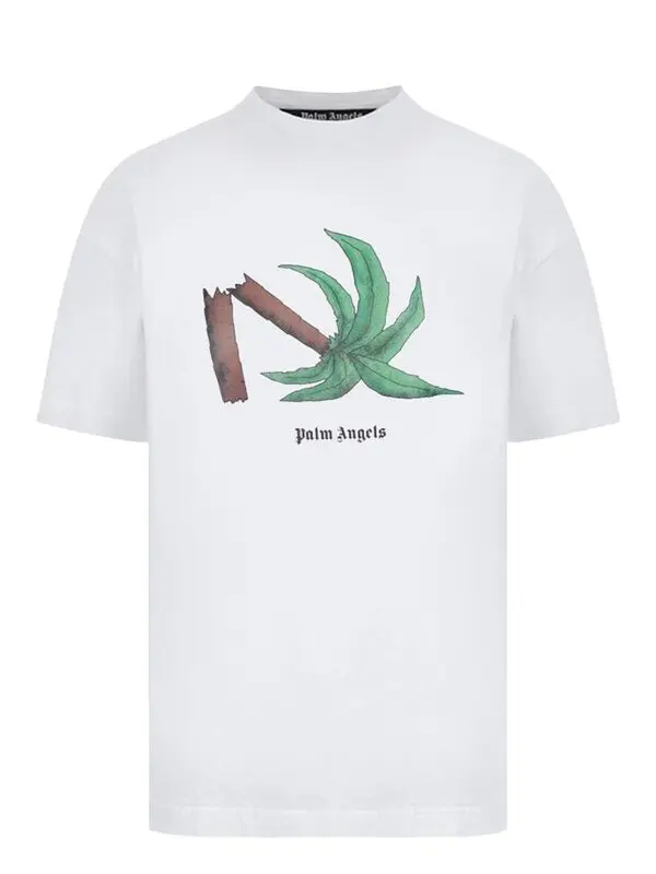 Palm Angels Broken Palm T-shirt - White/brown/green