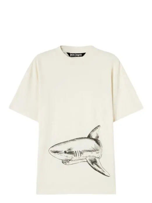 Palm Angels Broken Shark Classic T-shirt - Butter/black