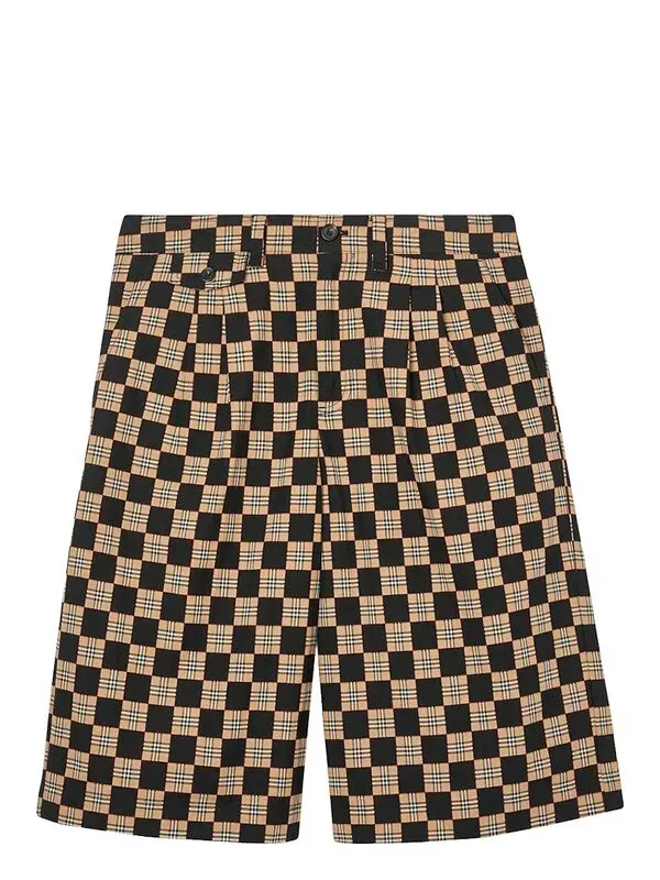Burberry Chequer Jacquard Tailored Shorts - Archive Beige/brown