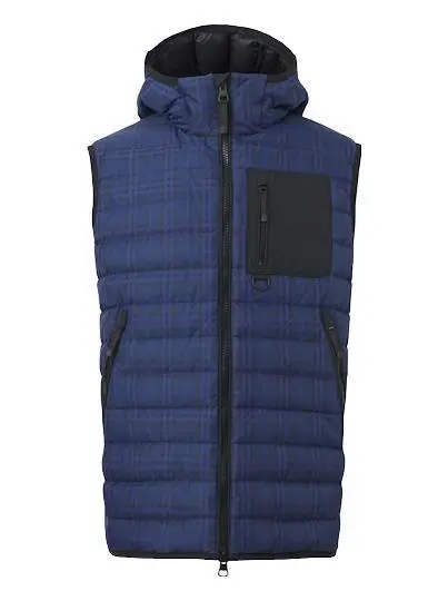 Burberry Check Print Padded Down Vest - Oceanic Blue