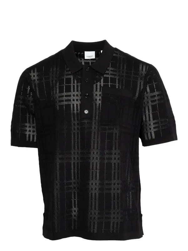 Burberry Checked Oversize Polo Shirt - Black