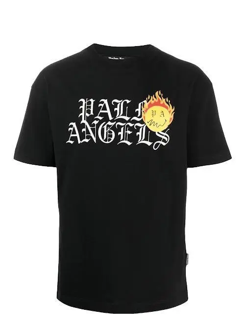 Palm Angels Burning Head Logo Print T-shirt - Black