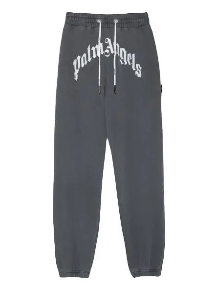 Palm Angels Curved Logo Sweatpants - Black White